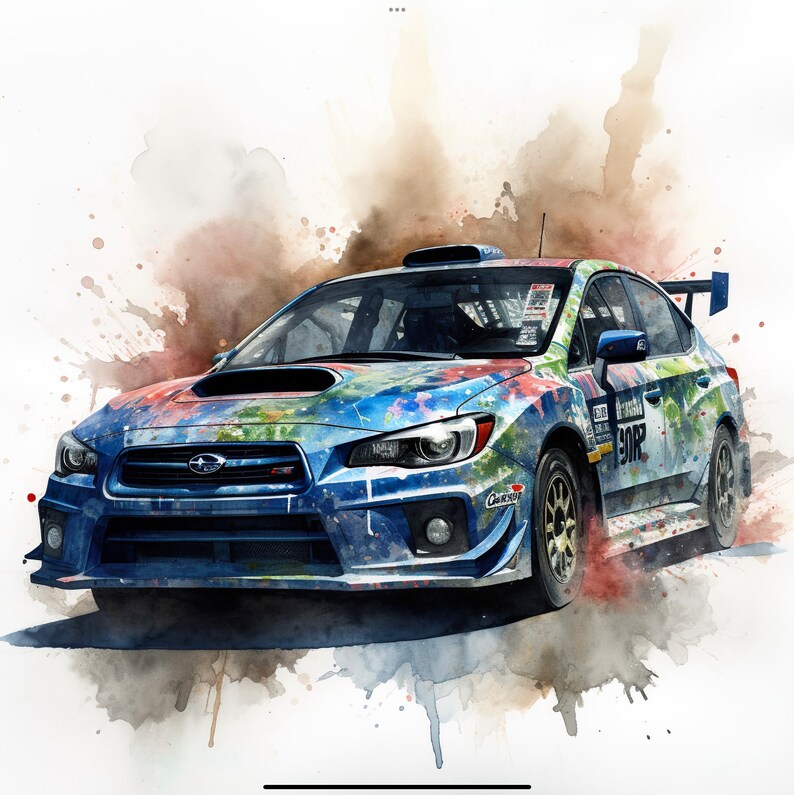 Subaru WRX Rally Car Watercolour Art Design Digital Download Png File ...