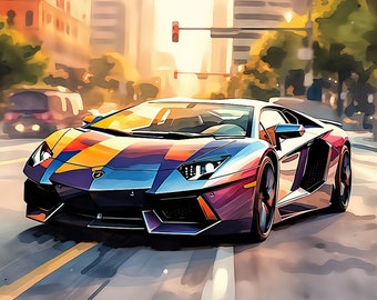 Lamborghini Watercolour Art Digital Download Png File - Etsy