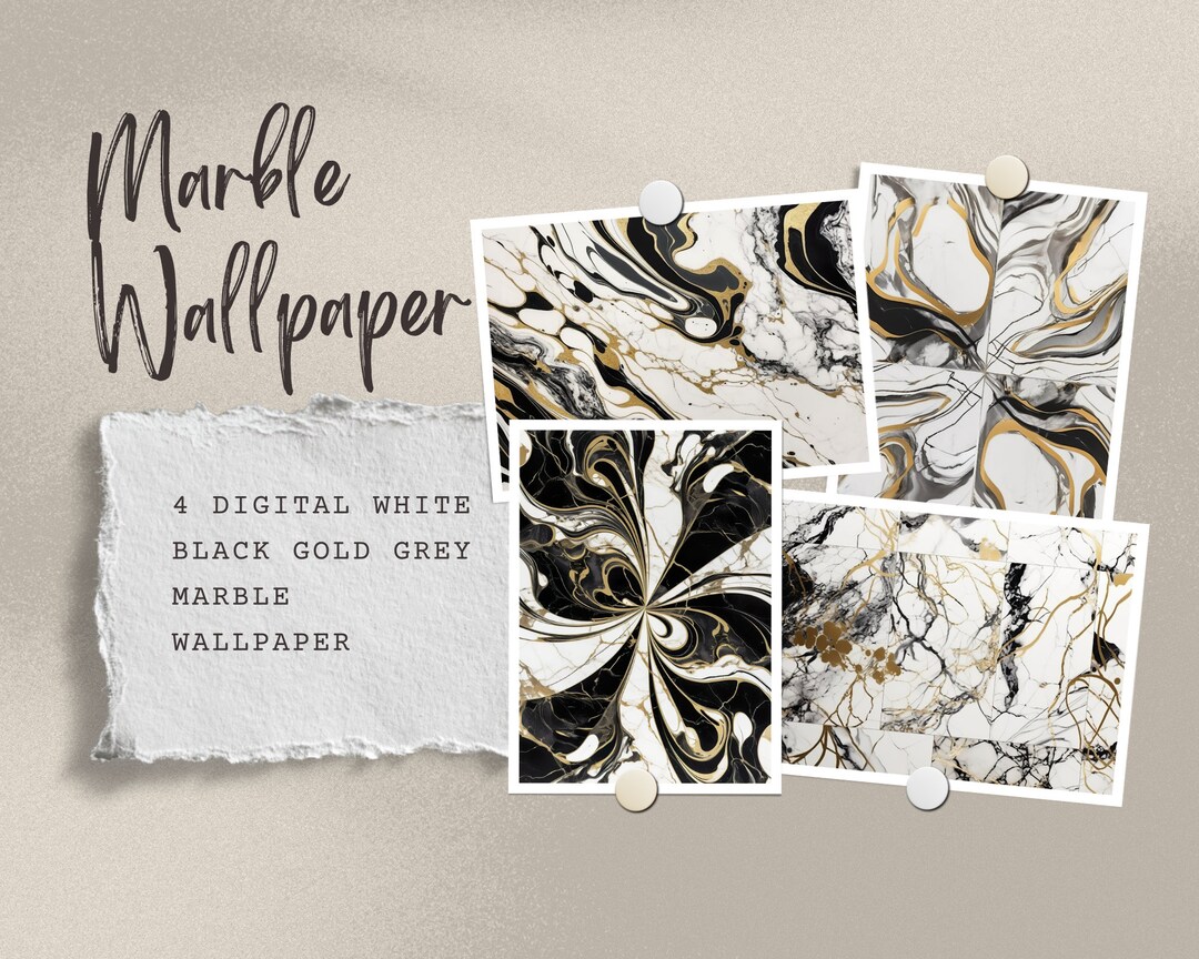 Marble White Black and Gold Digital Paper Vortex Swirls, Beautiful Art ...