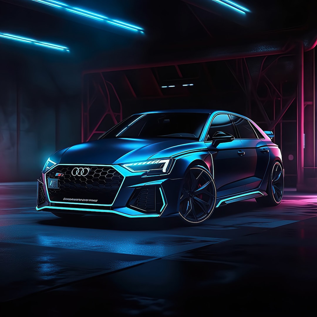Audi RS3 Saloon 2023 Neon Art Digital Download PNG File - Etsy