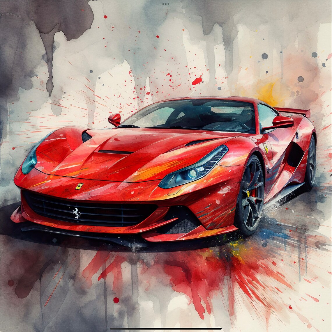 Ferrari Watercolour Art Digital Download Png File - Etsy