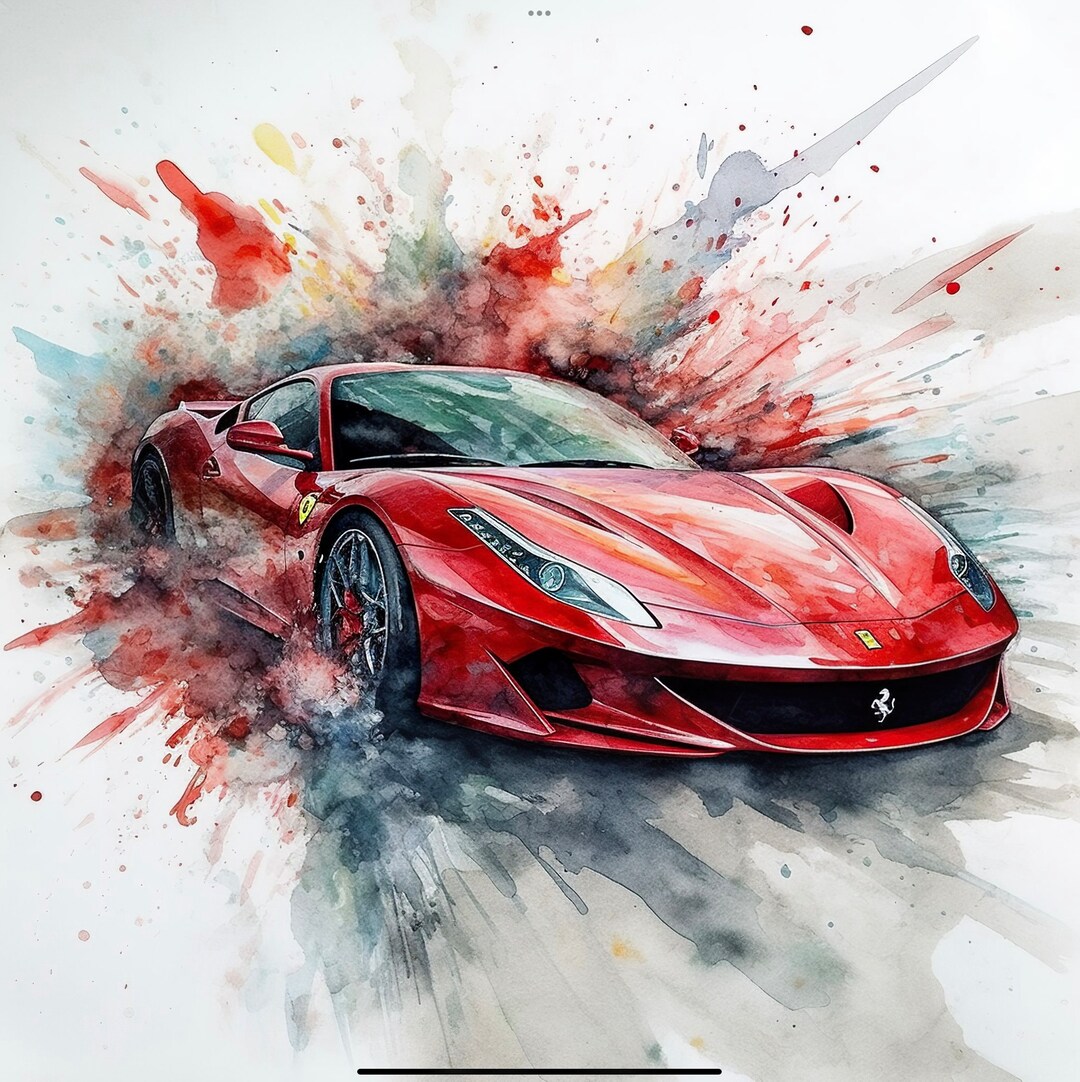 Ferrari Watercolour Art Digital Download Png File - Etsy