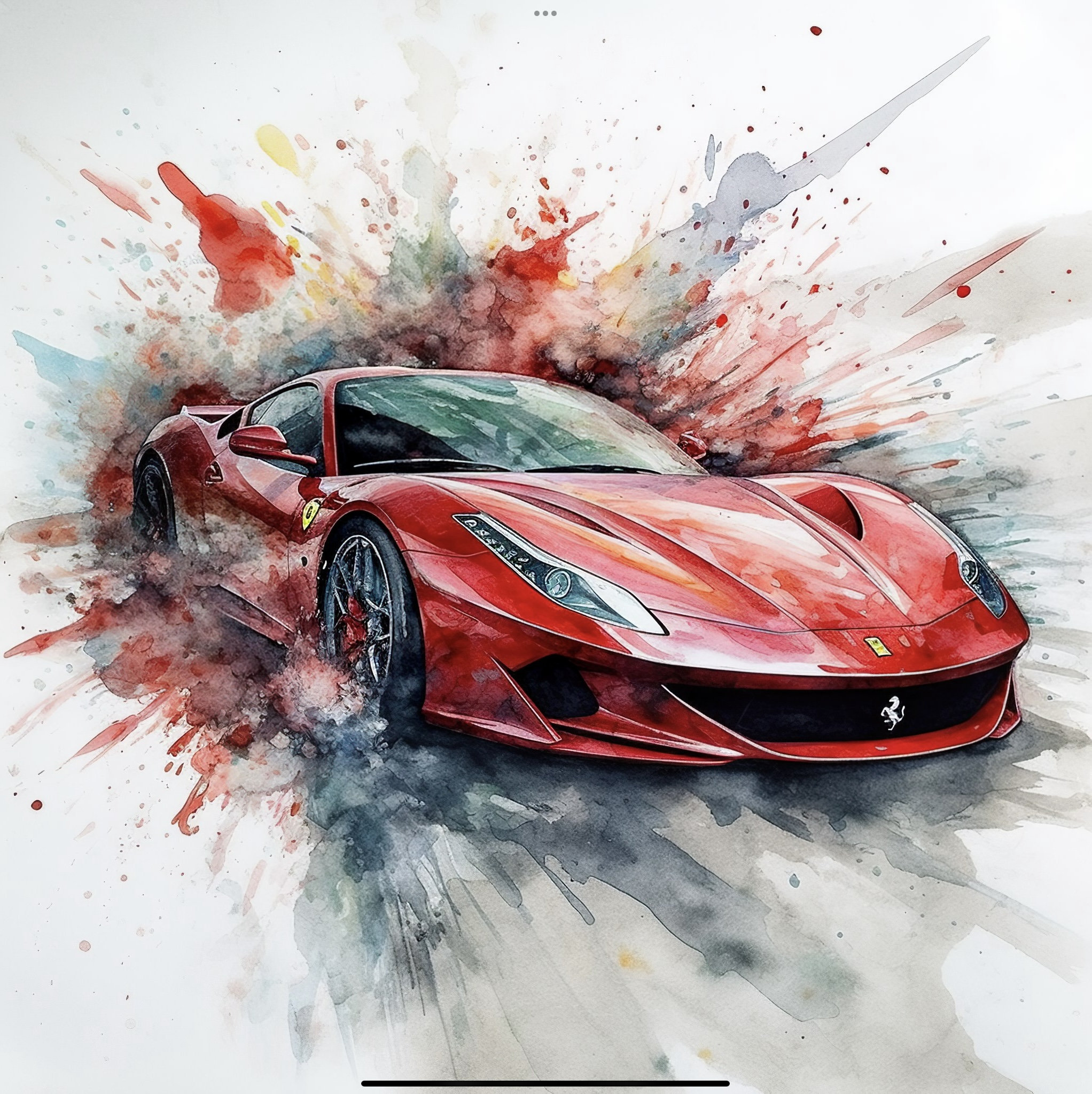 Ferrari Watercolour Art Digital Download Png File - Etsy
