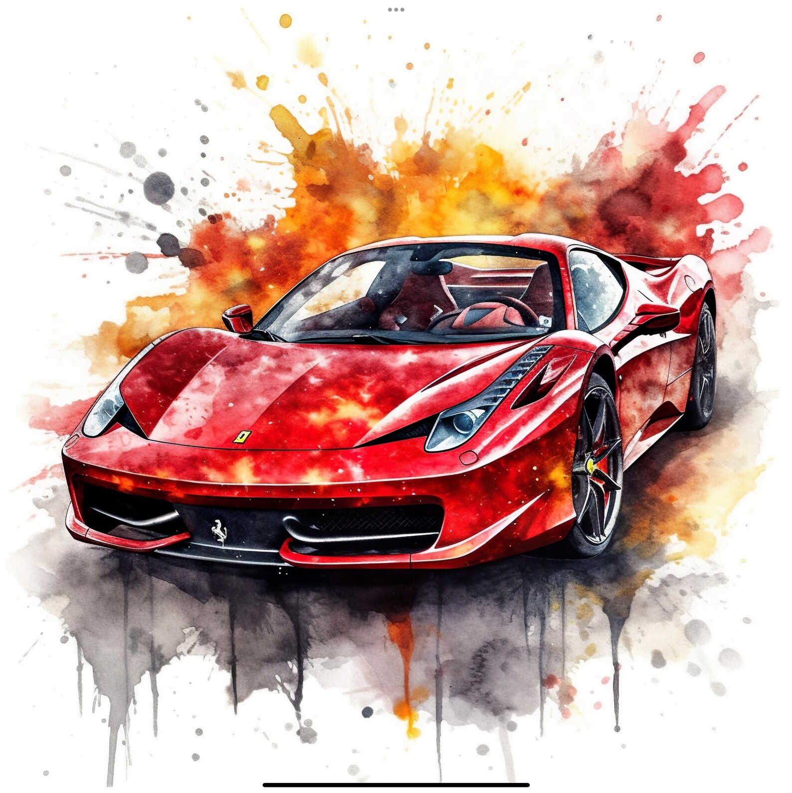 Ferrari Watercolour Art Digital Download Png File - Etsy