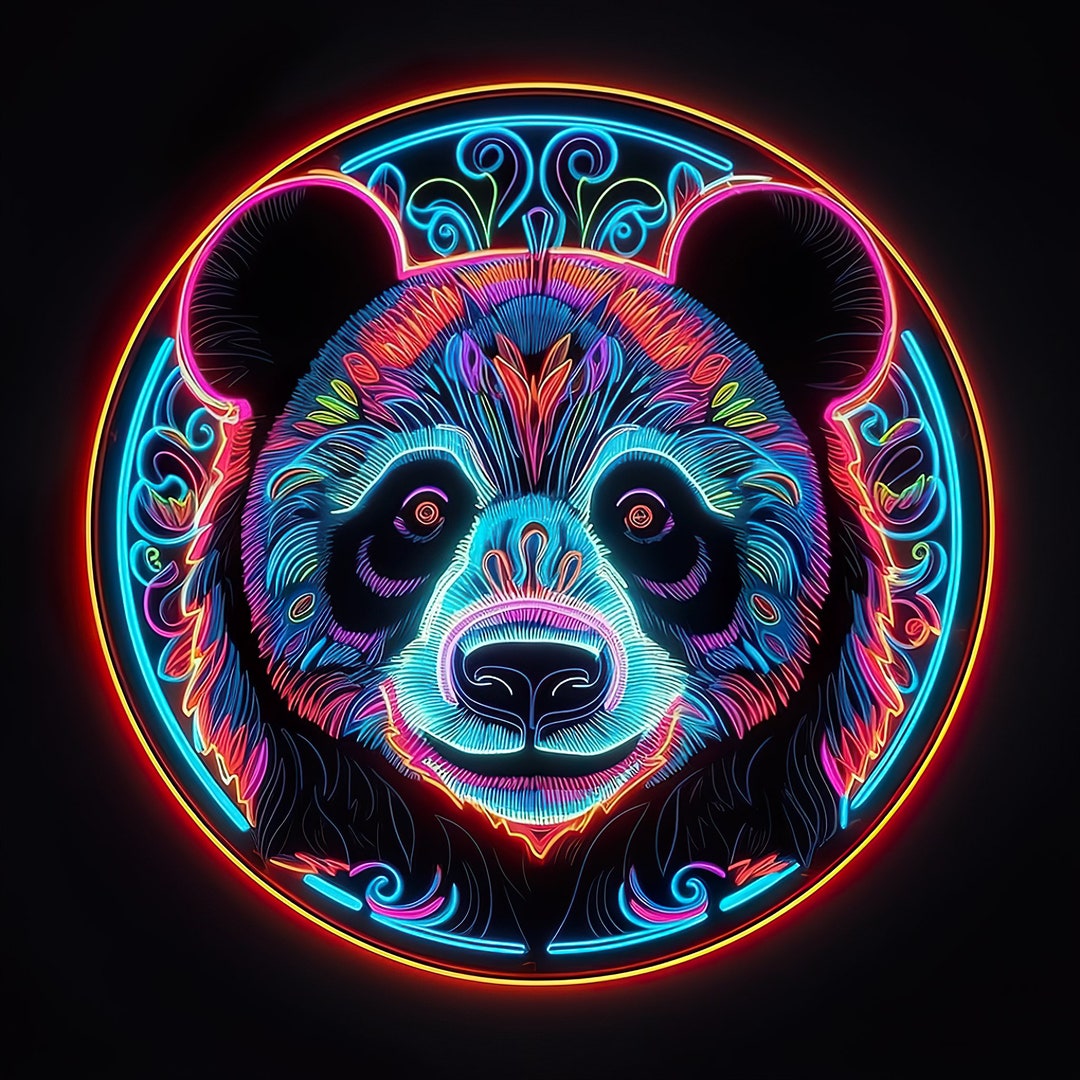 Neon Panda Art Design, Digital Download Png File. - Etsy