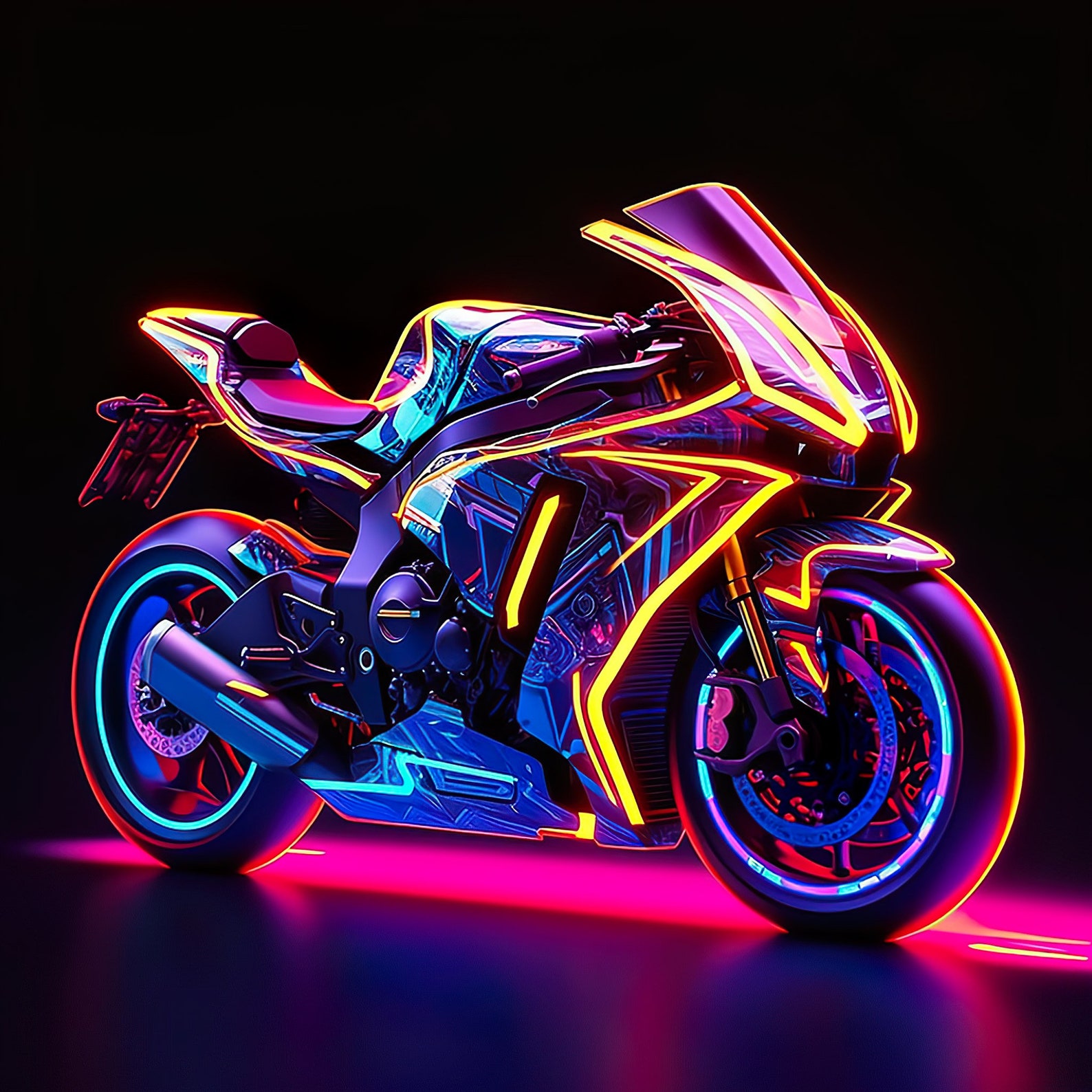 Neon Yamaha YZF-R1 Motorbike Digital Download PNG File. - Etsy