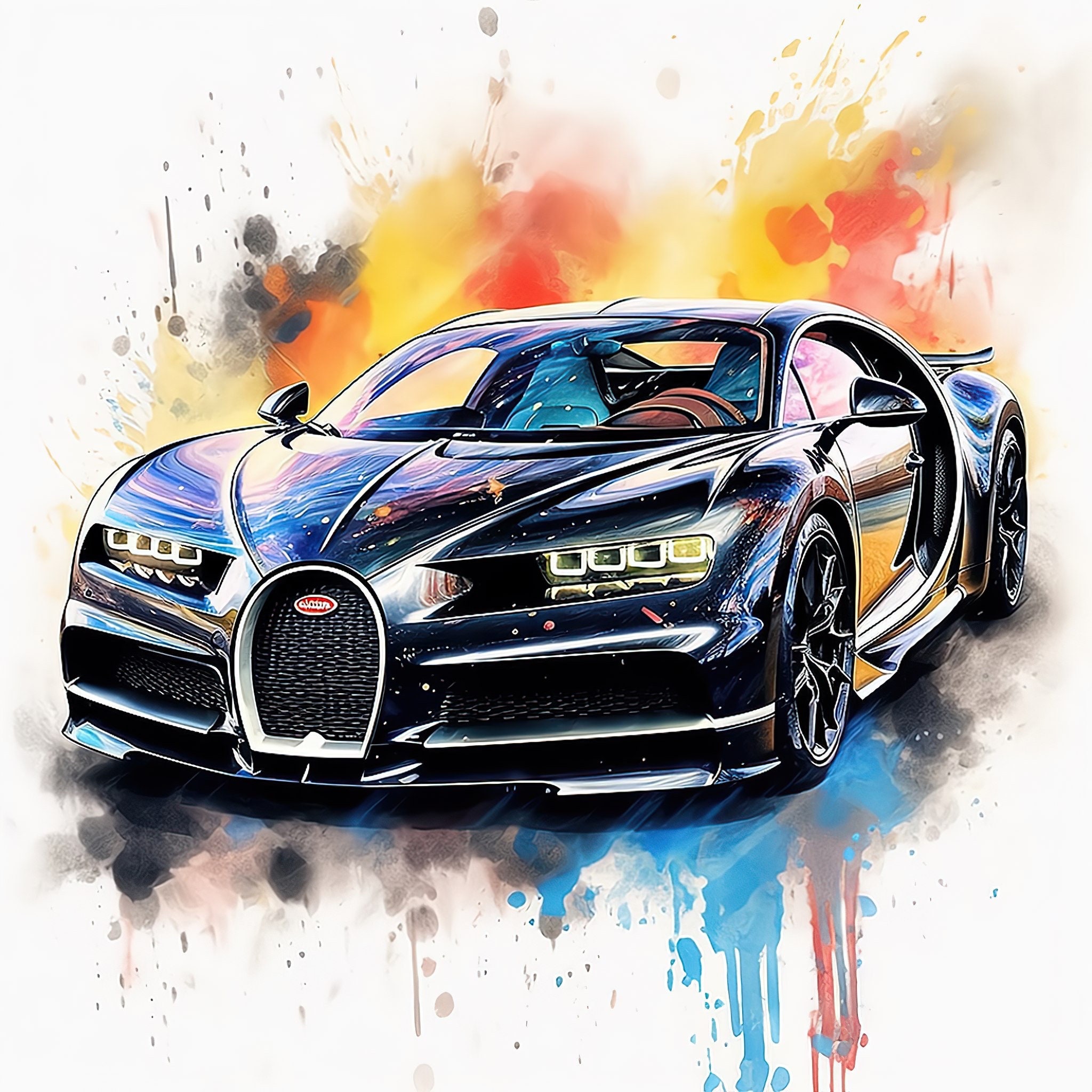 Bugatti Chiron Watercolour Art Design Digital Download Png File - Etsy