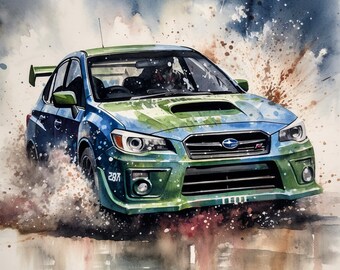 Subaru WRX Rally Car Watercolour Art Design Digital Download Png File ...