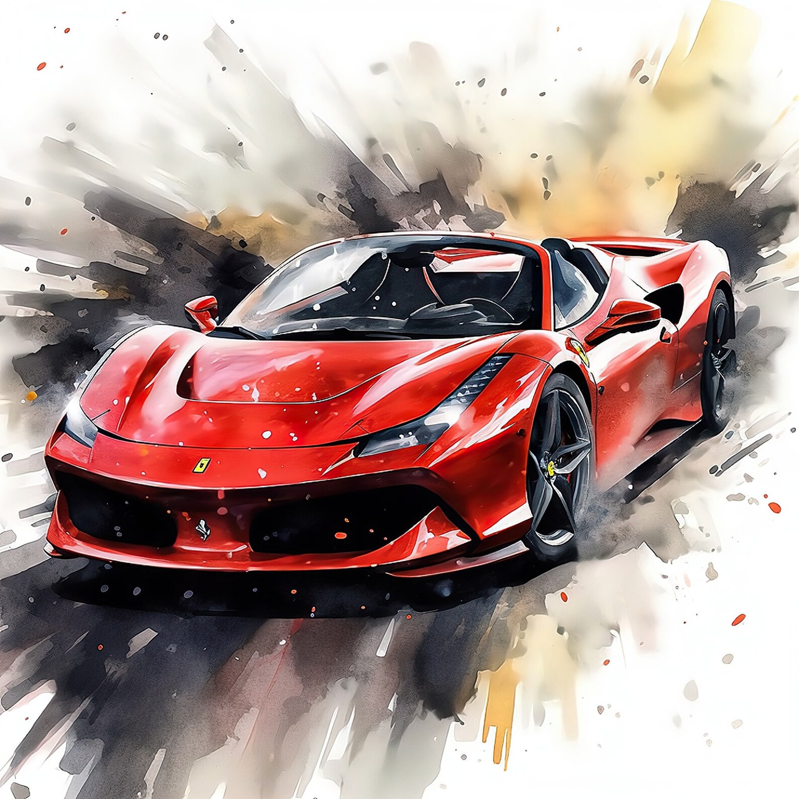 Ferrari SF90 Spider Watercolour Art Design Digital Download Png File - Etsy