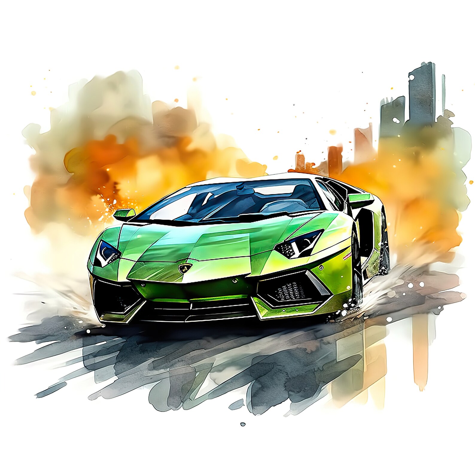 Lamborghini Watercolour Art Digital Download Png File, High Quality ...