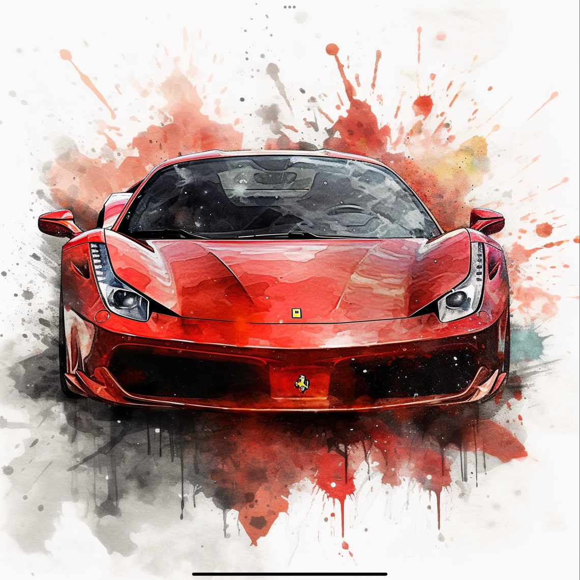 Ferrari Watercolour Style Digital Download Png File - Etsy