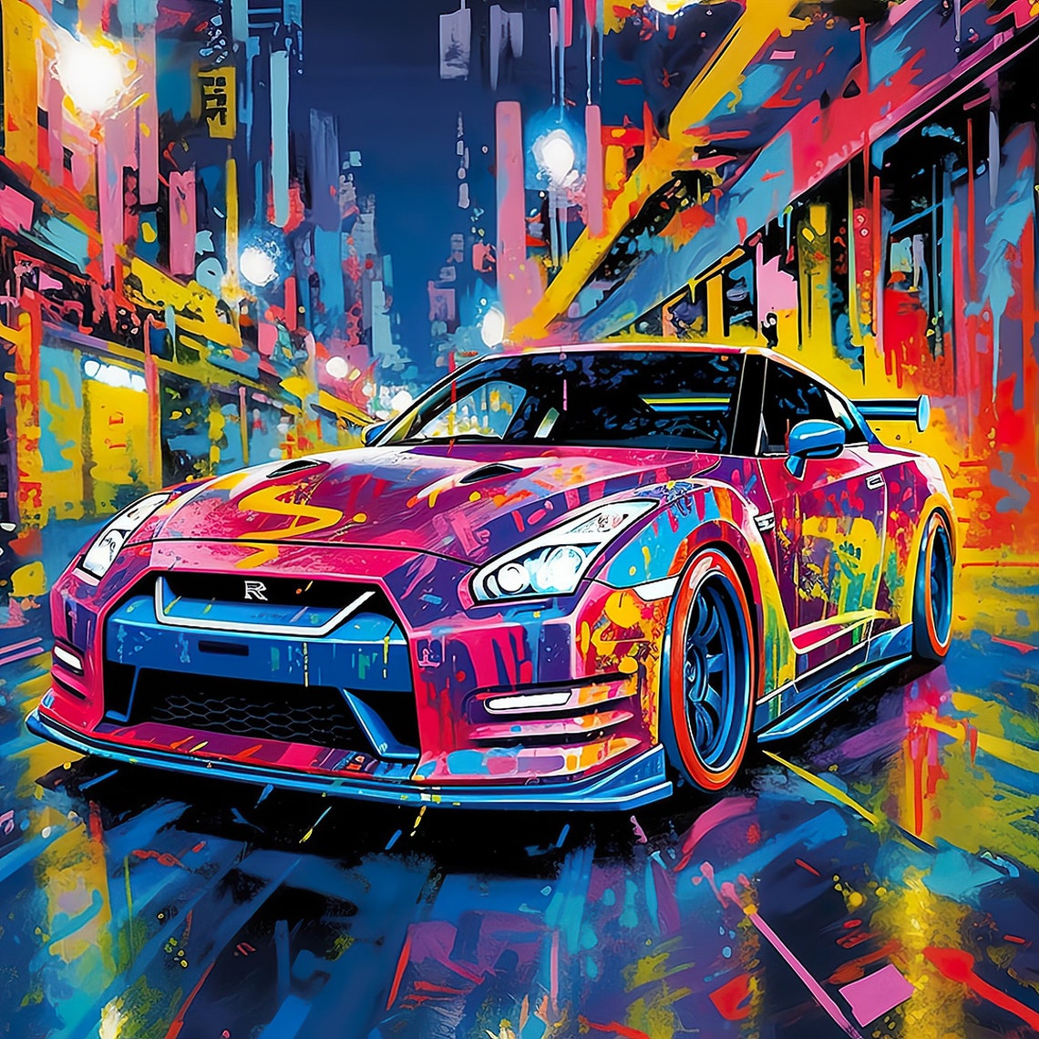 Nissan GTR Car Graffiti Street Art, Digital Download PNG File, High ...