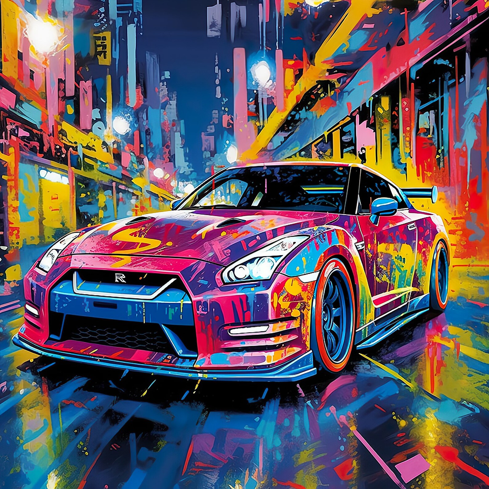 Nissan GTR Car Graffiti Street Art, Digital Download PNG File, High ...