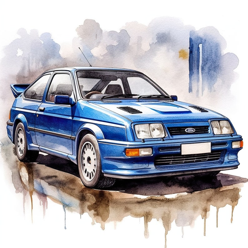 Ford Sierra RS Cosworth Car Watercolour Art Digital Download PNG File ...