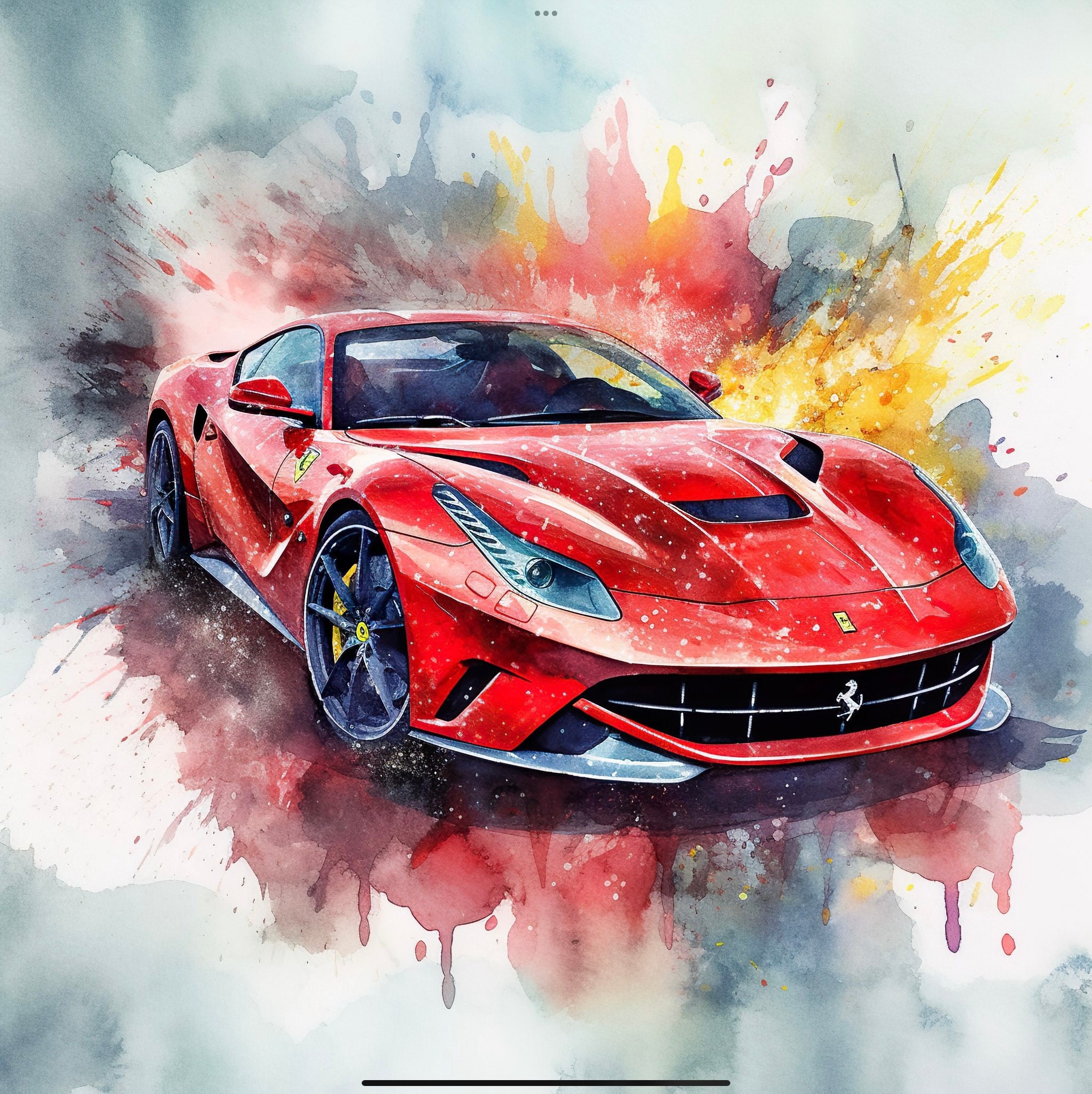 Ferrari Watercolour Art Digital Download Png File - Etsy
