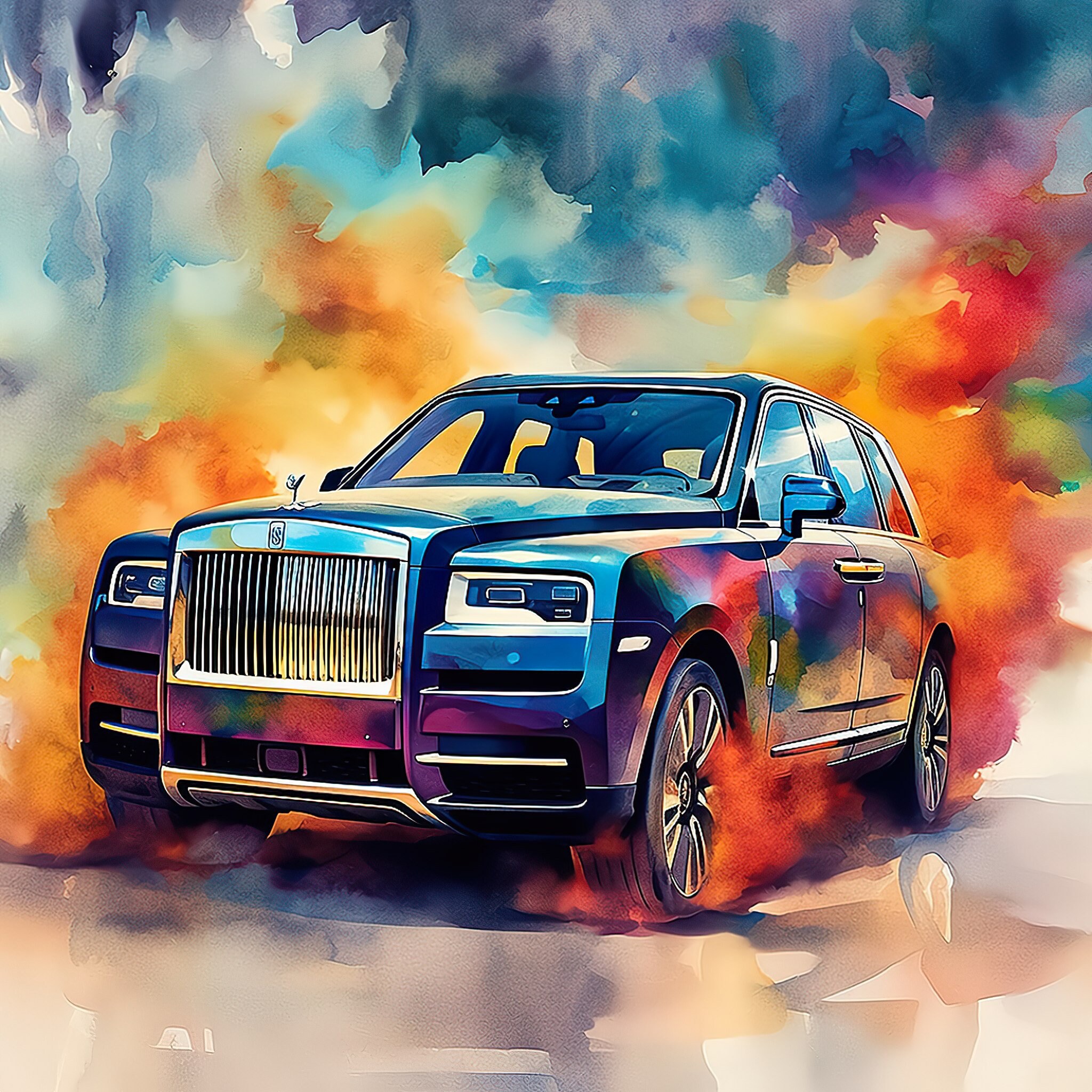 Rolls Royce Cullinan Watercolour Art Design Digital Download Png File ...