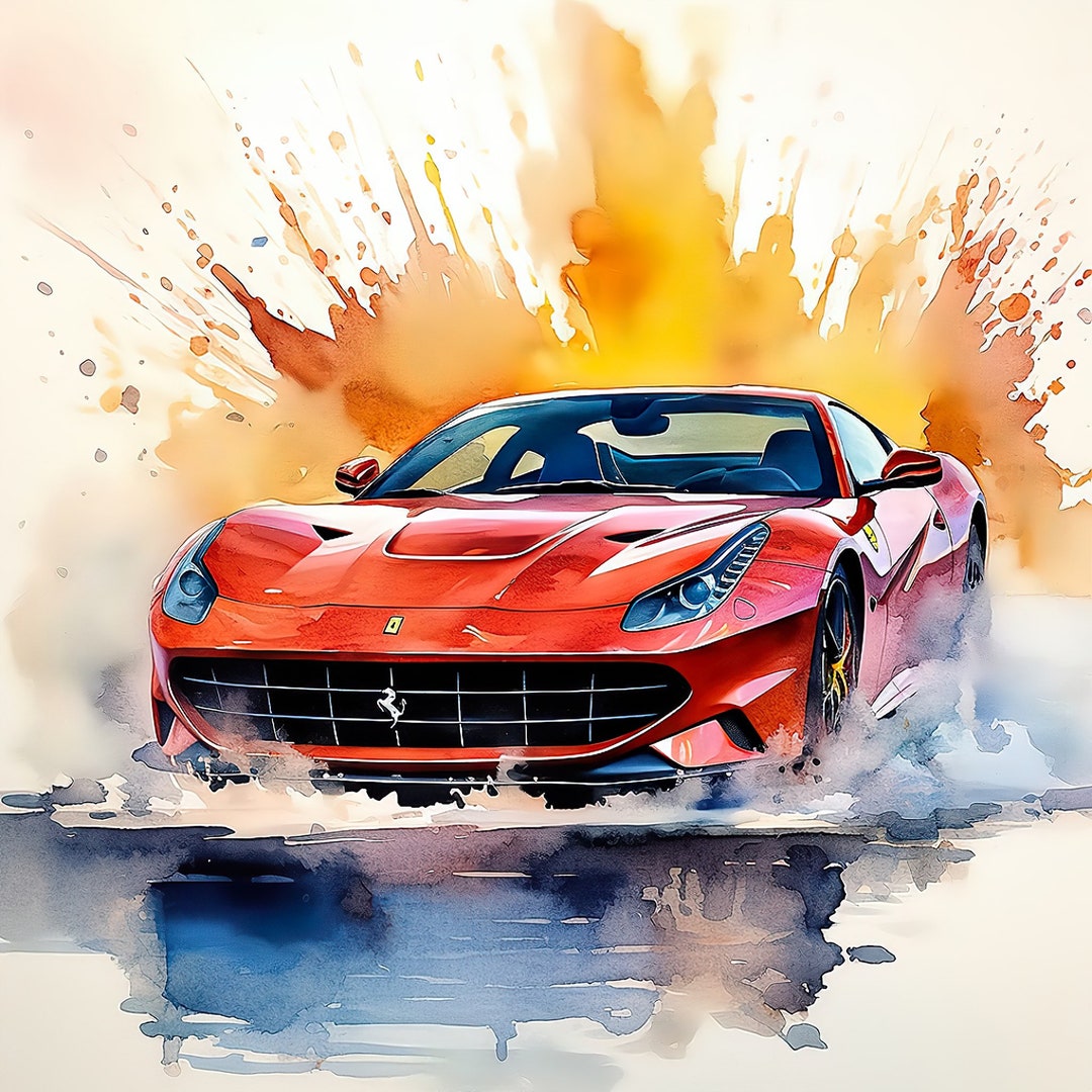 Ferrari 812 GTS Watercolour Art Design Digital Download Png File - Etsy