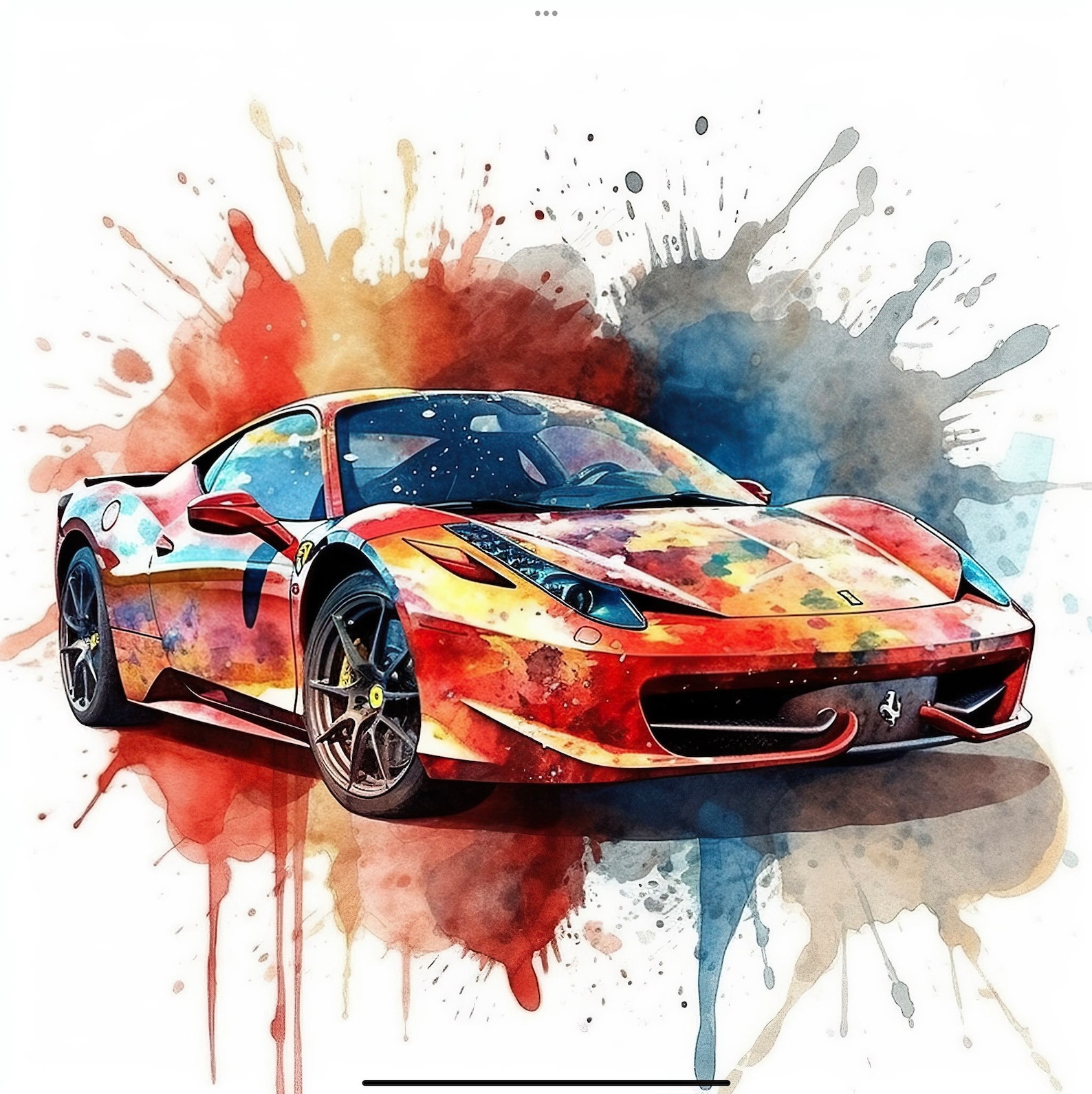 Watercolour Art Ferrari Digital Download Png File - Etsy