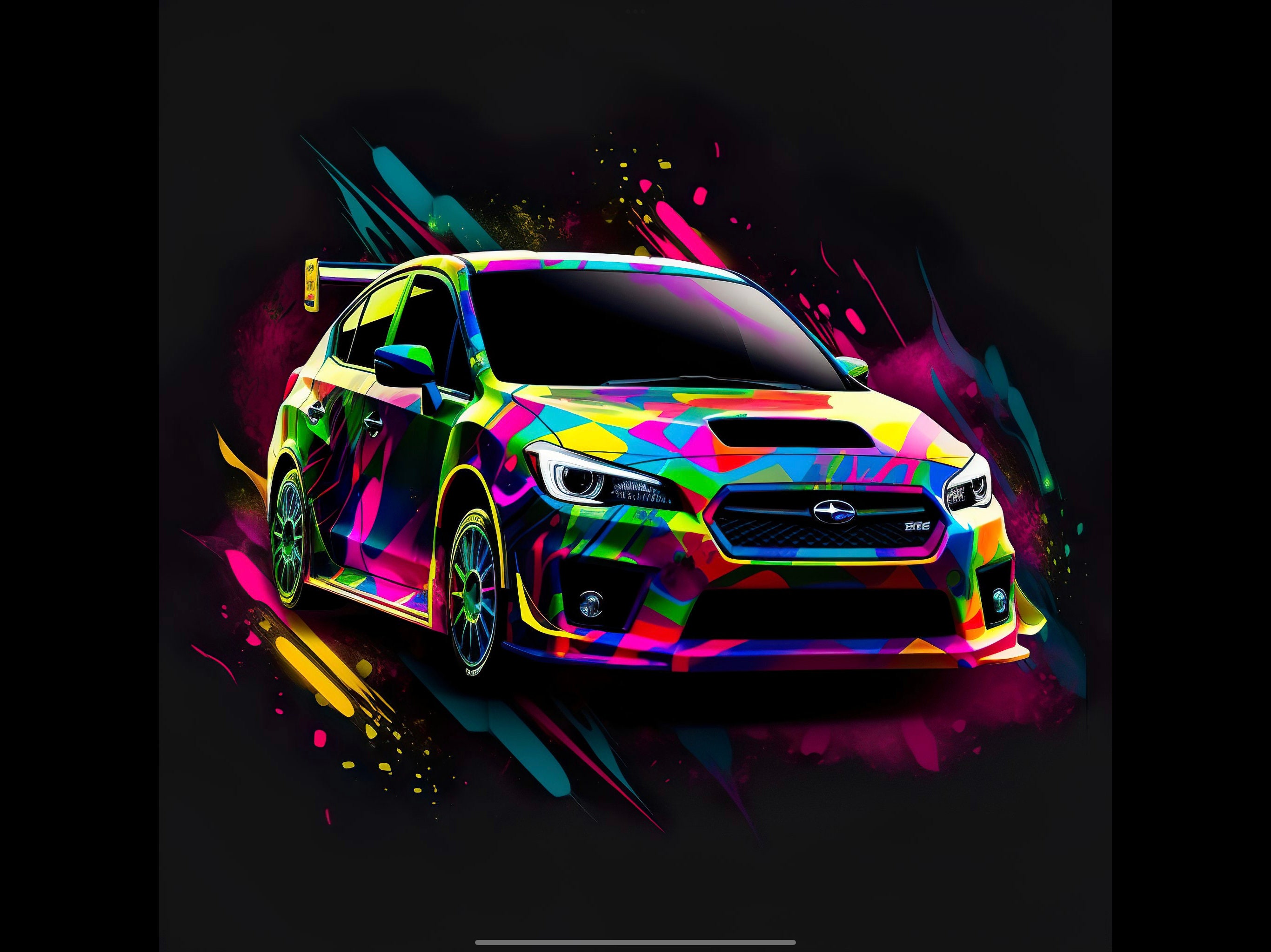 Abstract Neon Art Subaru WRX Rally Car Digital Download Png File - Etsy