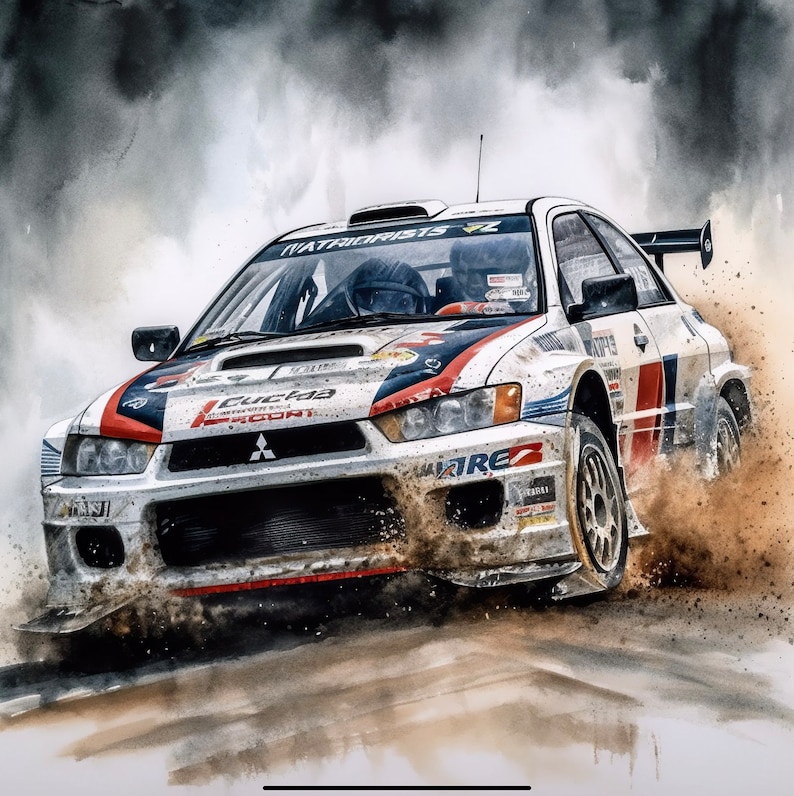 Mitsubishi EVO Rally Car Watercolour Art Design Digital - Etsy