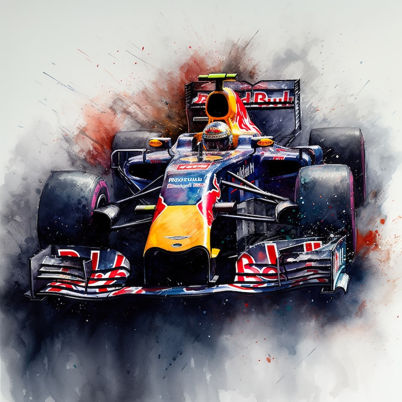 Red Bull F1 Race Car Watercolour Art Design Digital Download Png File ...