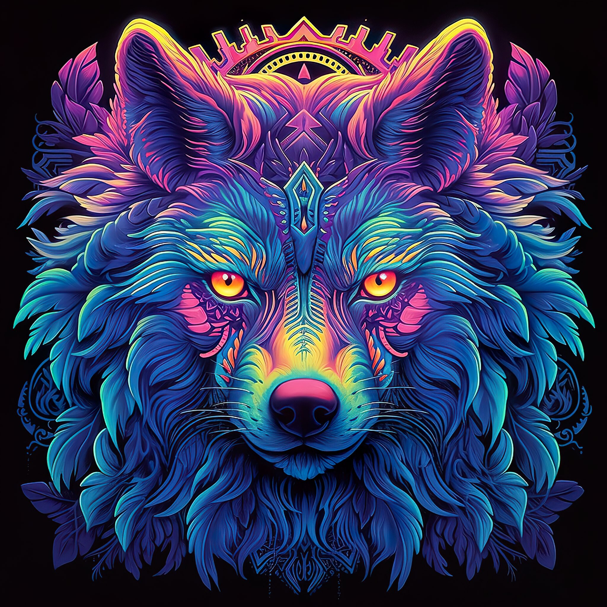 Neon Wolf Art Design, Digital Download Png File. - Etsy