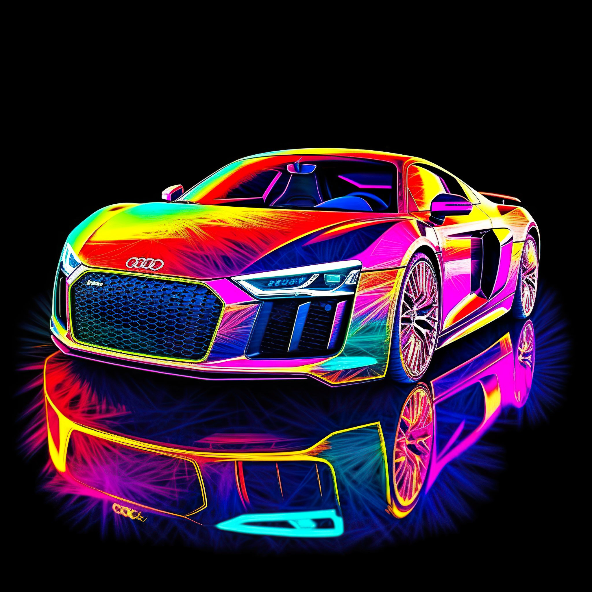 Audi R8 Neon Art Style Digital Download PNG File - Etsy