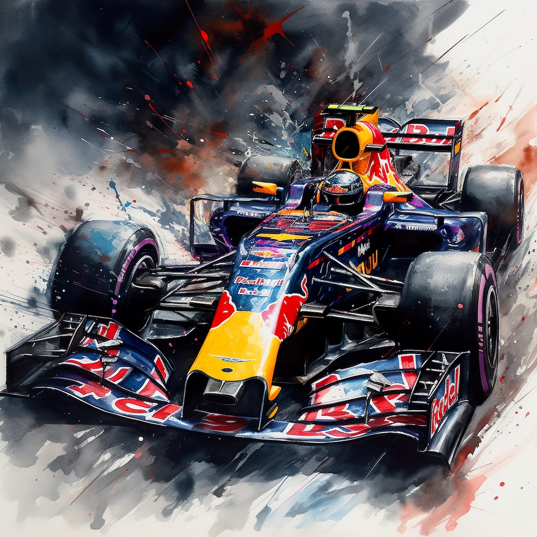 Red Bull F1 Race Car Watercolour Art Design Digital Download Png File ...