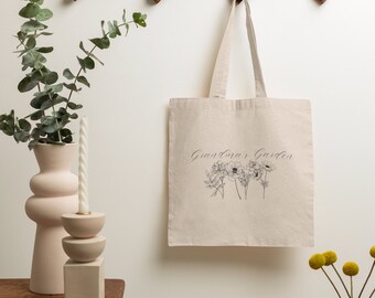 August Birth Flower Woven Tote Bag for Grandma - Etsy