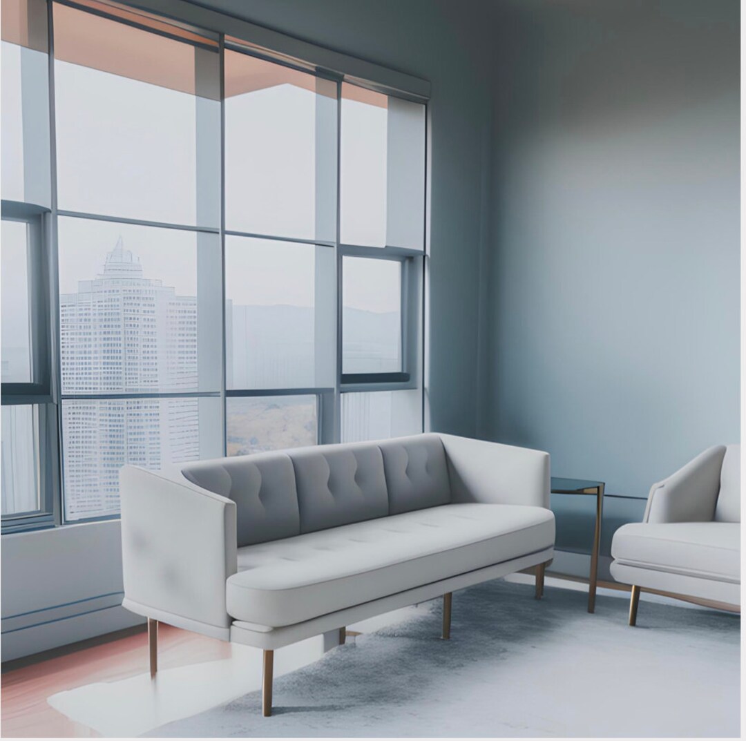 Modern Virtual Living Room Background With City View - Etsy