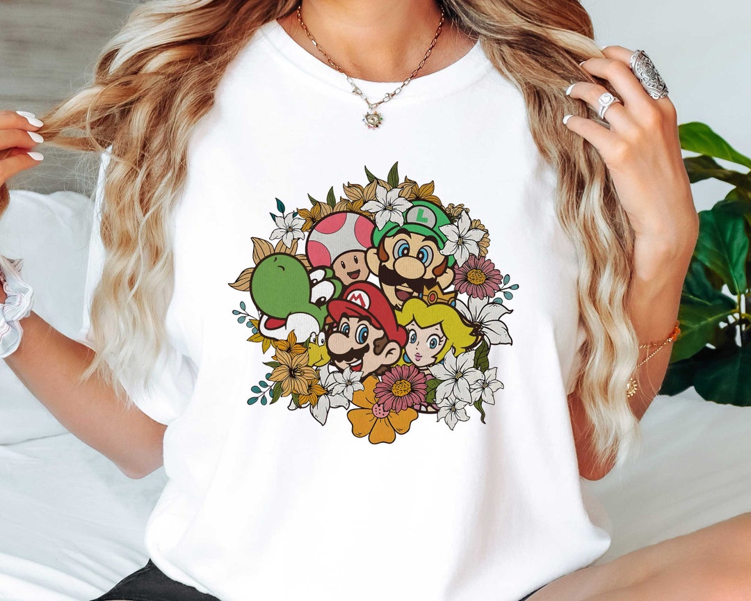 Super Mario Floral Shirt Vintage Super Mario Bros Movie Main - Etsy