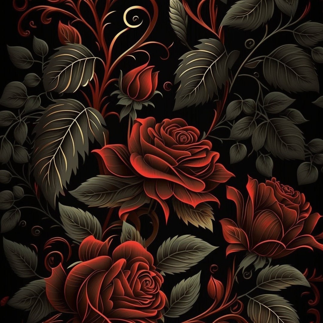 Black and Red Rose Digital Download PNG - Etsy
