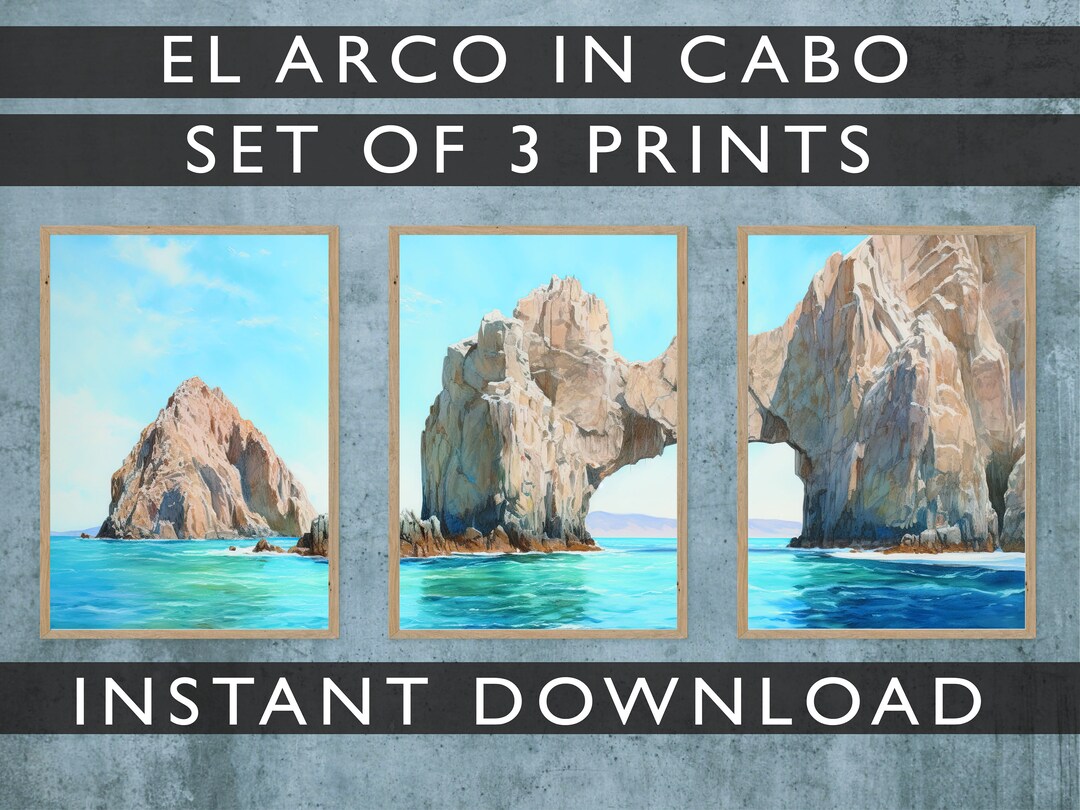 El Arco in Cabo San Lucas Set of 3 Digital Prints, Nature Illustration ...
