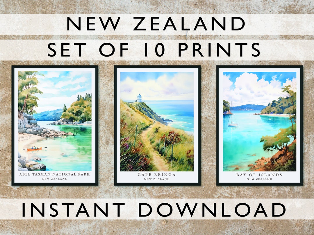 New Zealand Art, Set of 10 Digital Prints, Nature Illustration, Home ...