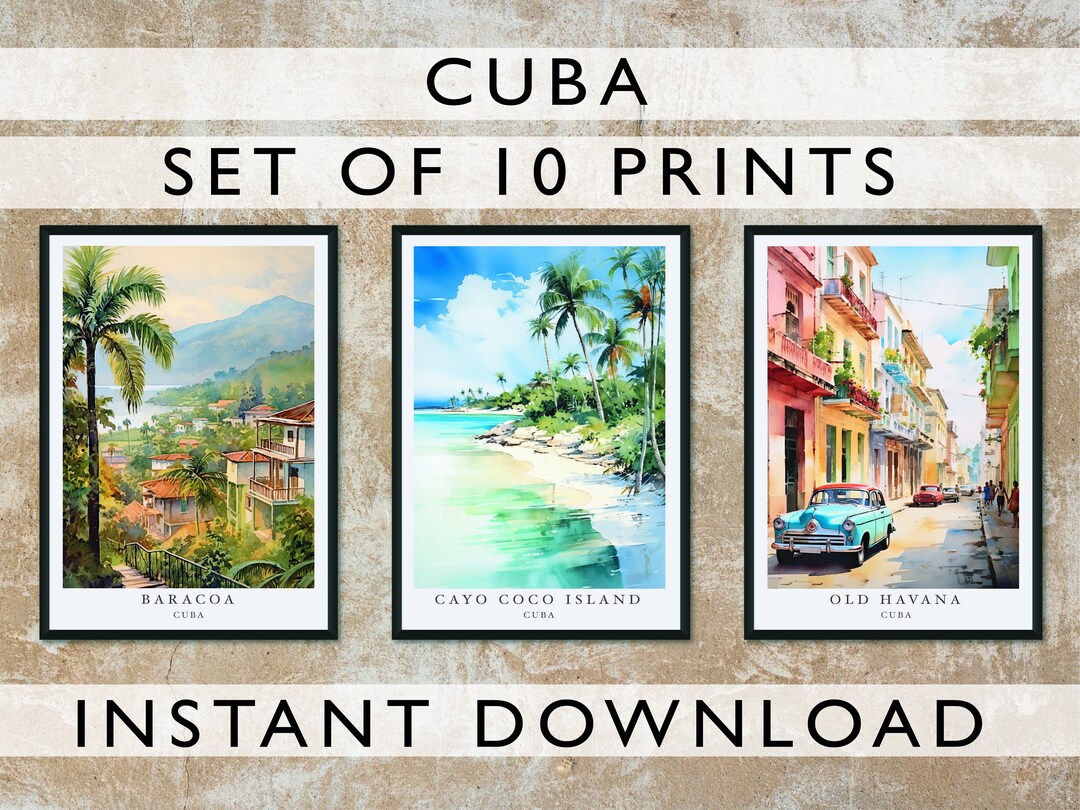 Cuba Art, Set of 10 Digital Prints, Nature Illustration, Home Decor Art ...