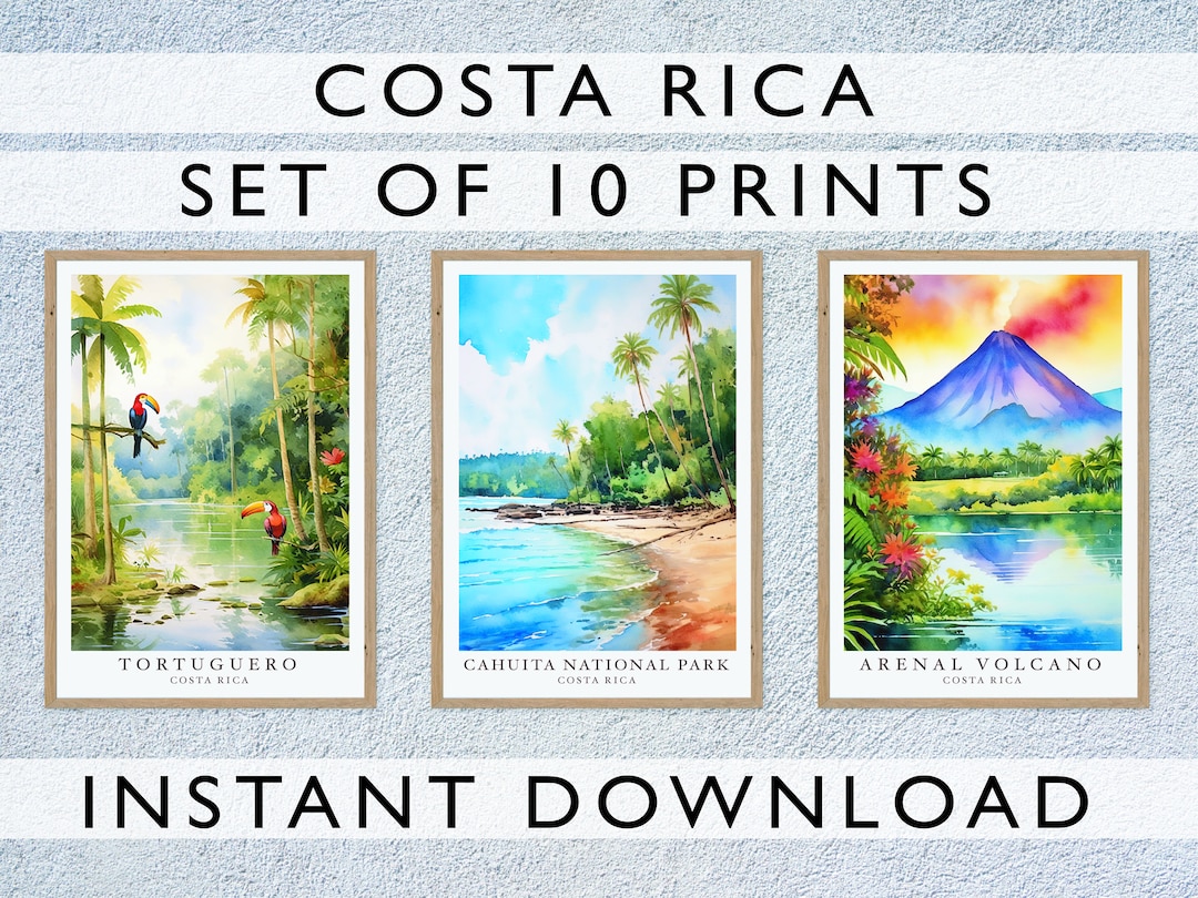 Costa Rica Art, Set of 10 Digital Prints, Nature Illustration, Home ...