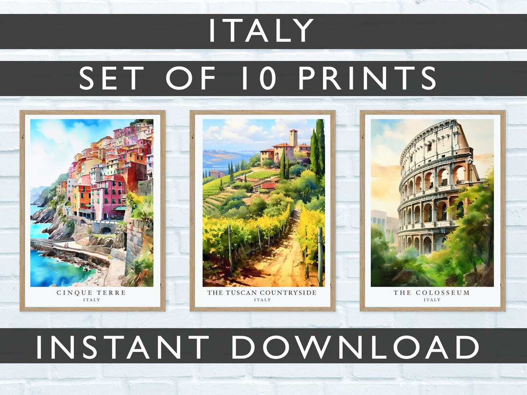 Italy Art, Set of 10 Digital Prints, Nature Illustration, Home Decor ...