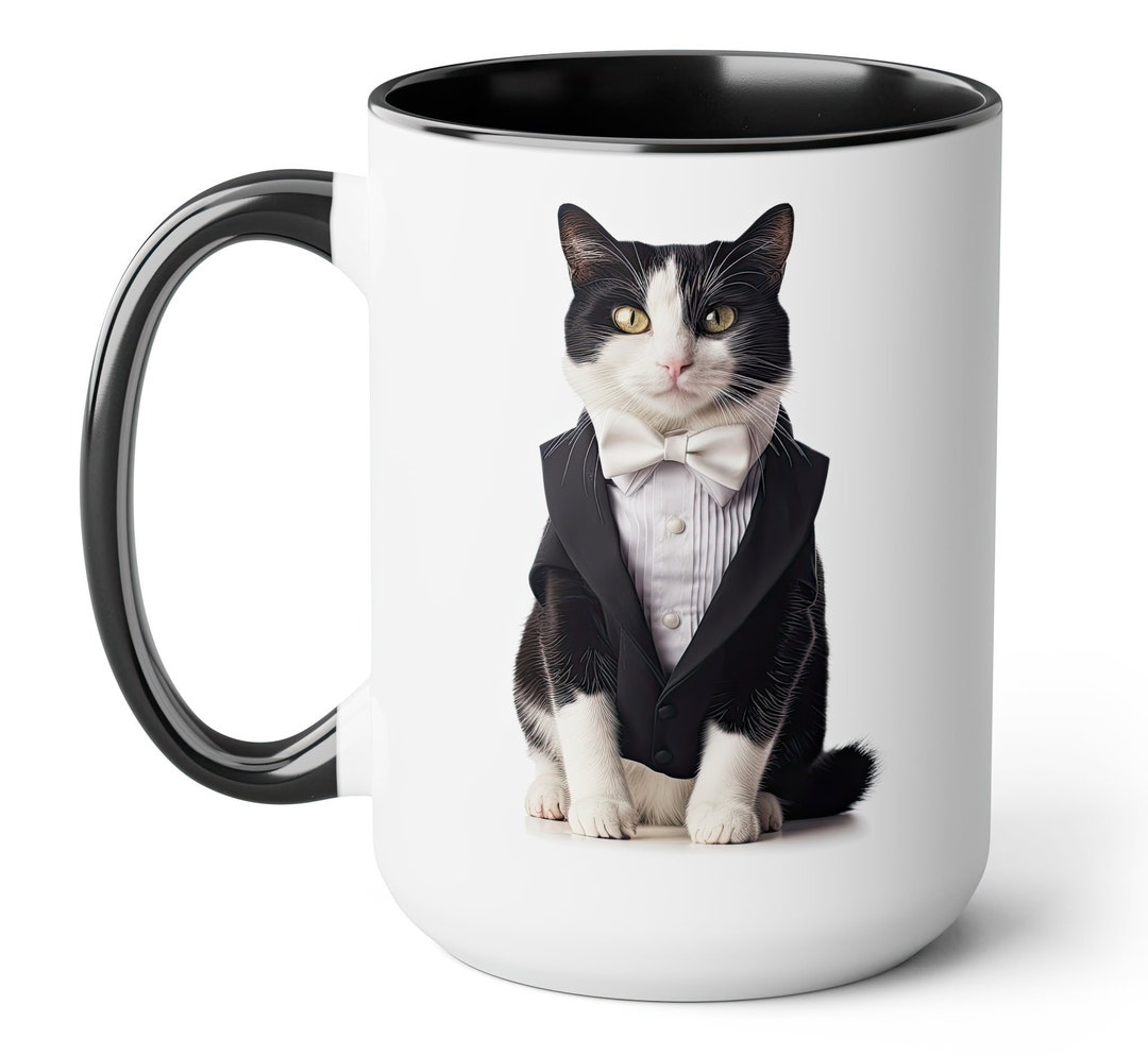 Tuxedo Cat in a Tuxedo - Funny Cat Coffee Mug, Featuring a Cat in an ...