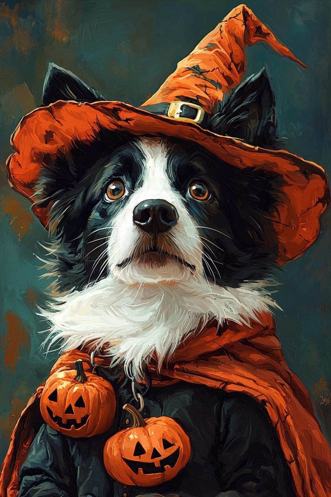 Bewitching Collie Halloween Dog Art Print - Etsy