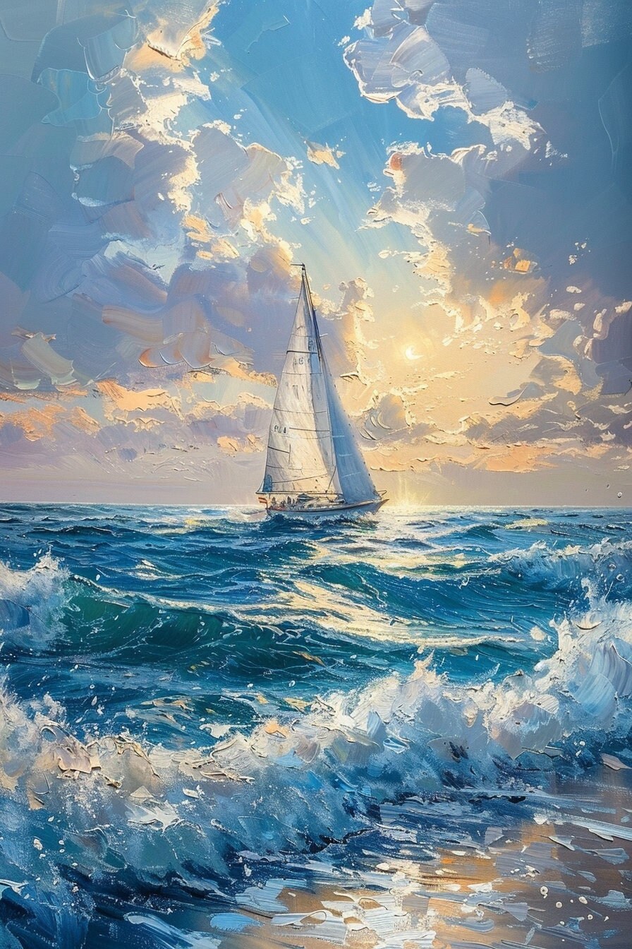 Sailboat Serenity Captivating Ocean Art Print - Etsy