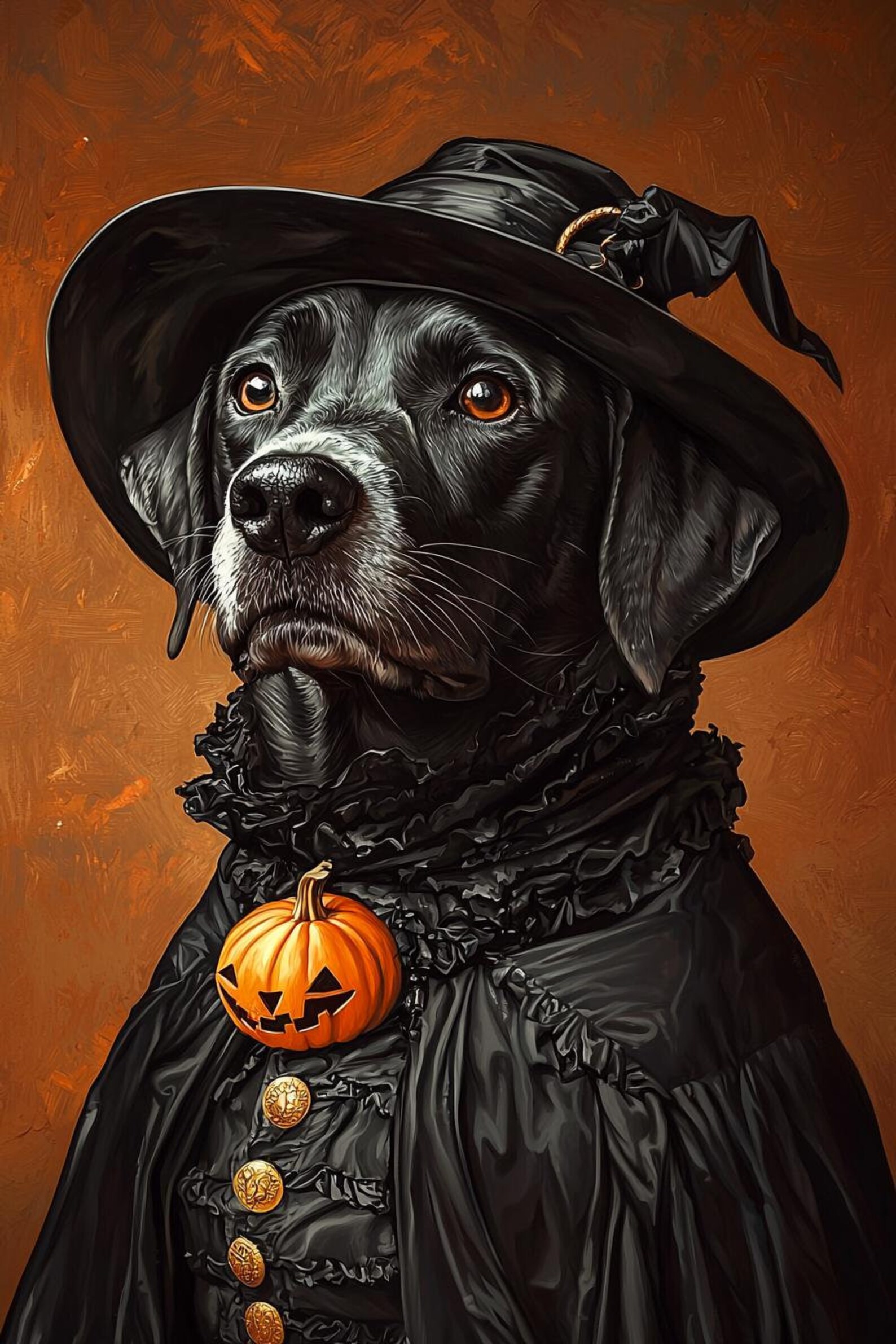 Spooky Witch Dog Halloween Labrador Art Print - Etsy