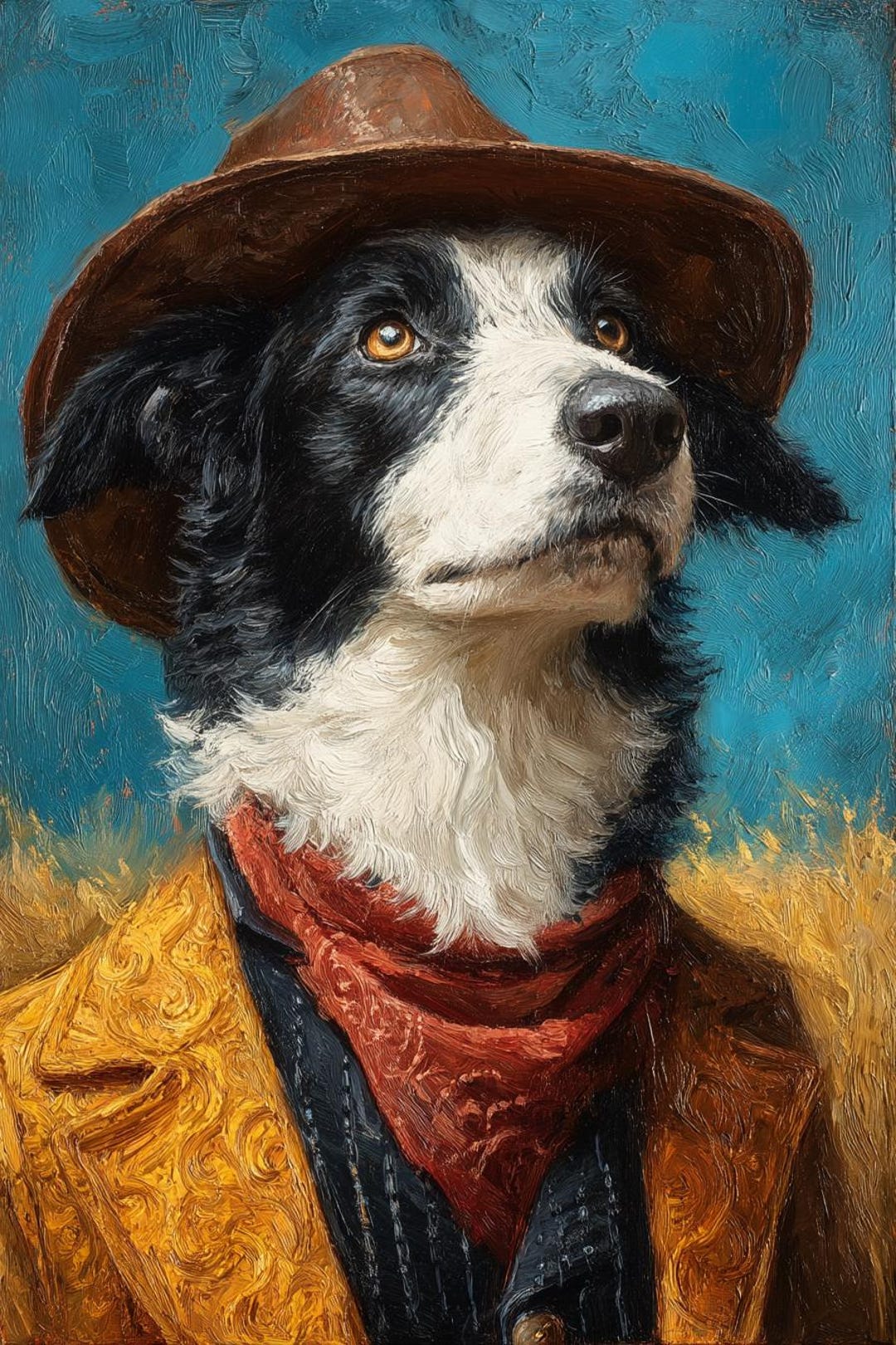 The Country Outlaw – Western Dog Portrait | Cowboy Canine Wall Art - Etsy