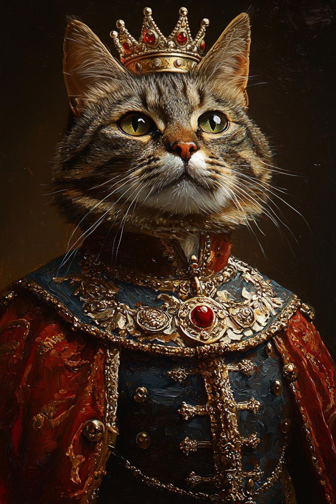 Regal Feline Majesty – Renaissance Cat Royalty Portrait - Etsy