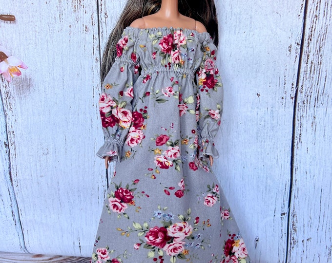 Doll Floral Dress, 1/6 Scale Fashion Clothes, 11.5 Inch Doll Dress ...