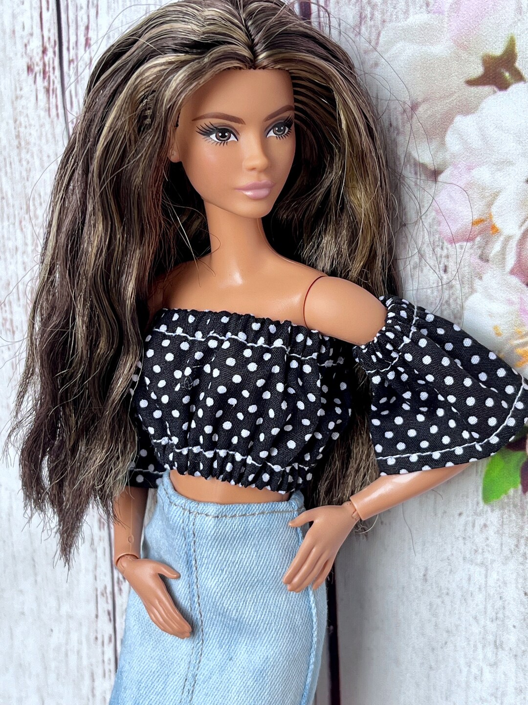 Doll Crop Top, Polka Dot Top for Doll, 1/6 Scale Handmade Clothes, 11.5 ...