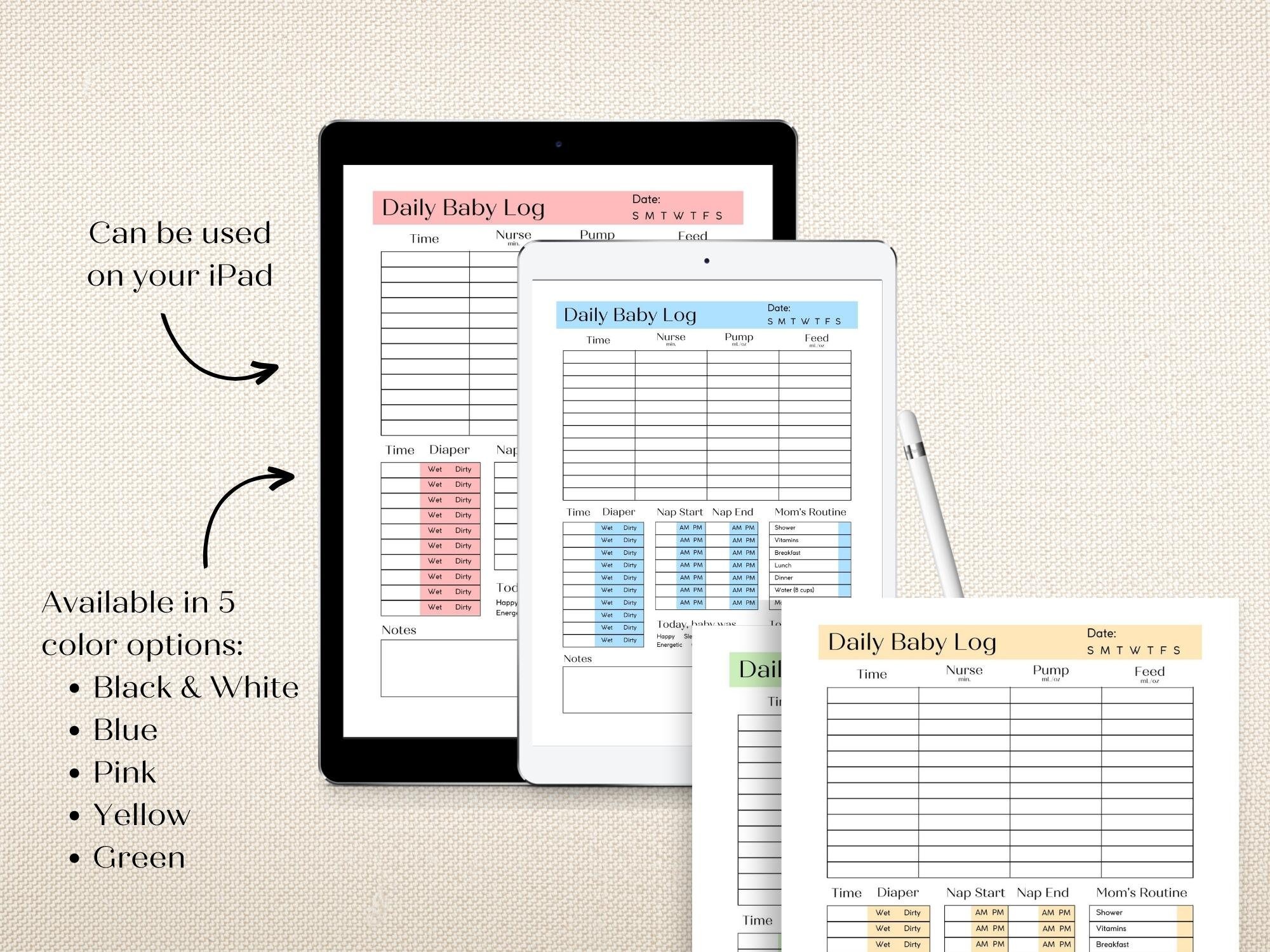 Baby Care Log Printable, Newborn Daily Tracker, Infant Journal, US ...