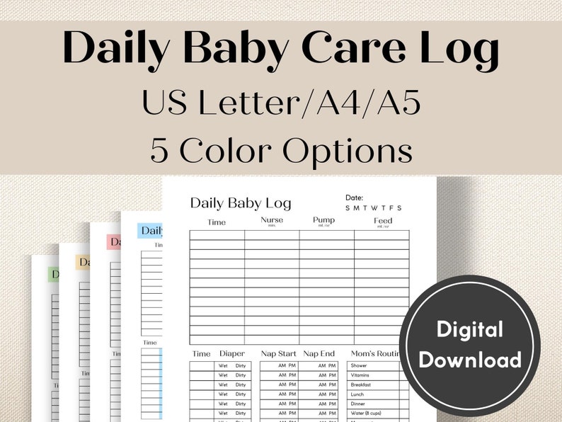 Baby Care Log Printable Newborn Daily Tracker Infant - Etsy