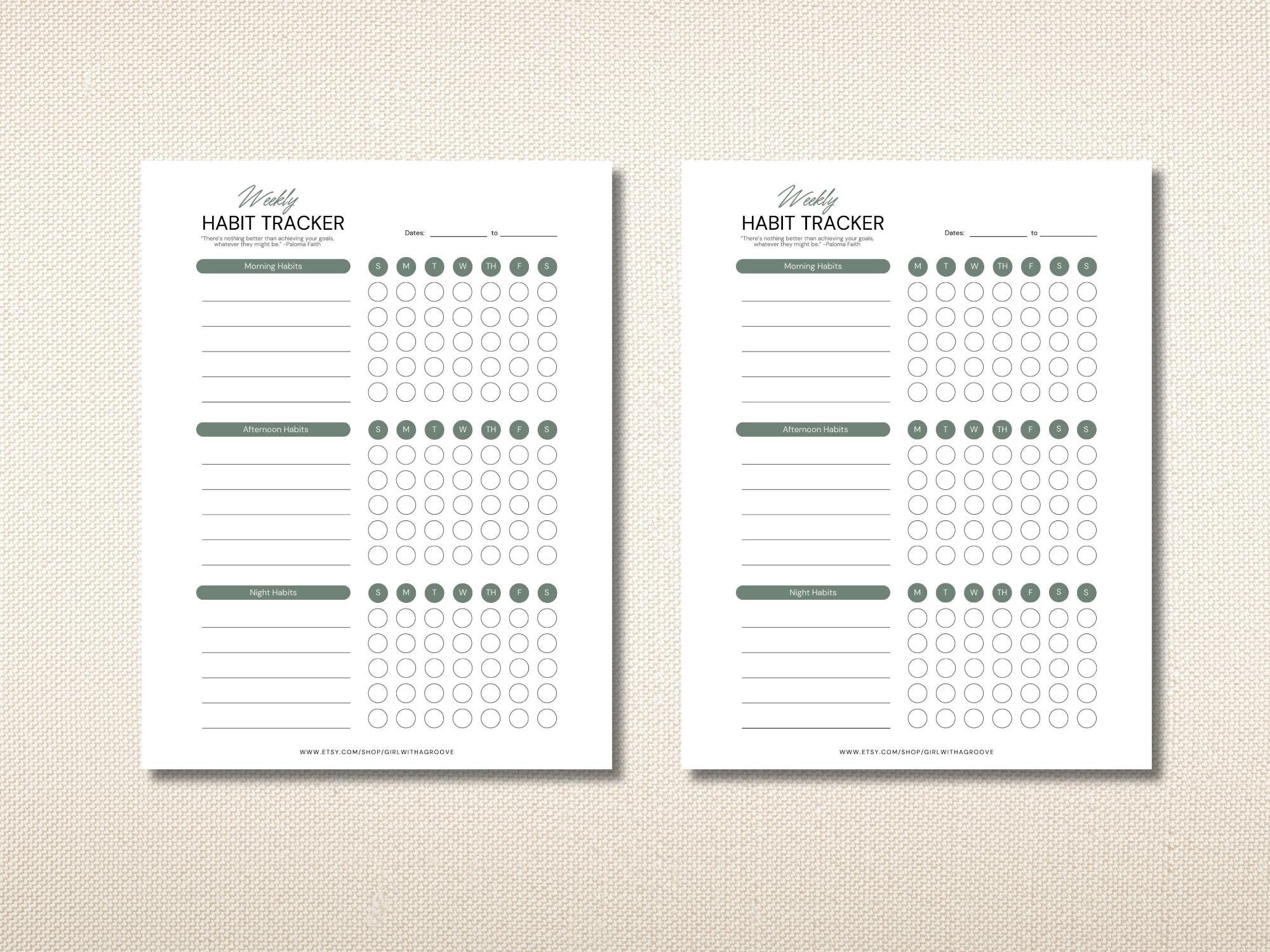 Weekly Habit Tracker Printable PDF, Routine Tracker, Weekly Habit ...