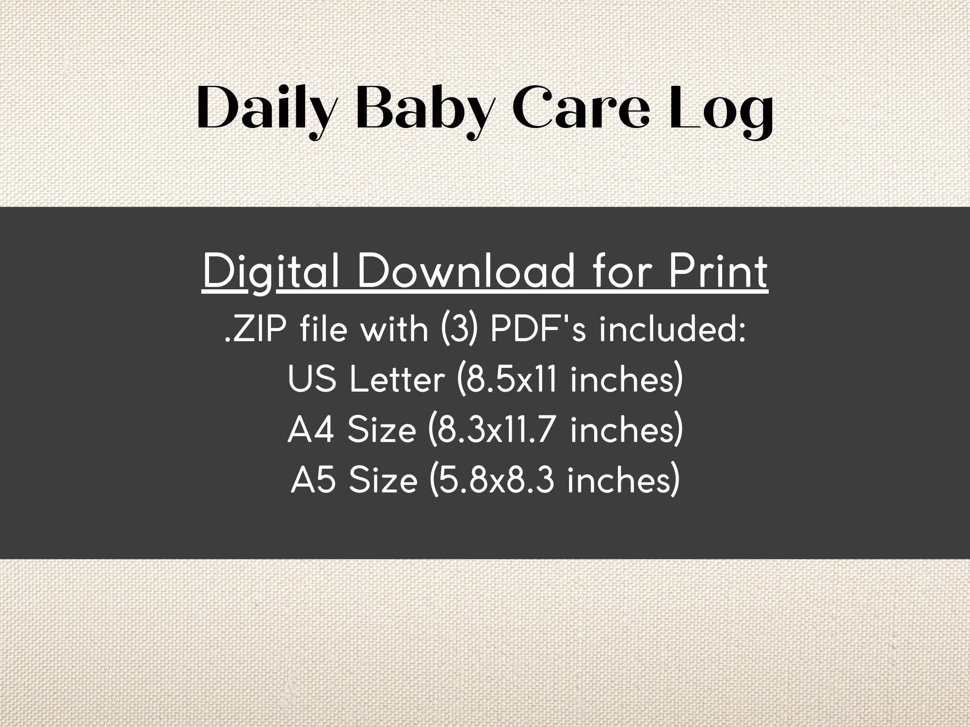 Baby Care Log Printable, Newborn Daily Tracker, Infant Journal, US ...
