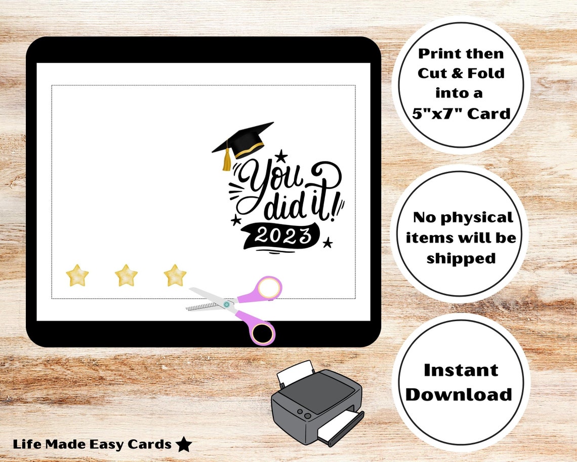 Printable Card, High School Graduation Card, Graduation Gifts ...